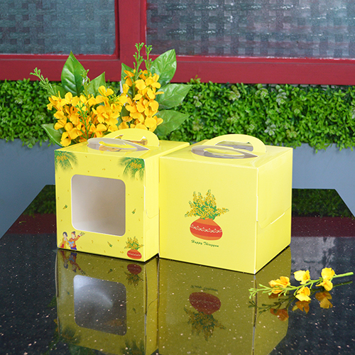 CAKE BOX WITH HANDLE WITH WINDOW (4"CAKE) (THINGYAN)WS | STK Bakery Supply